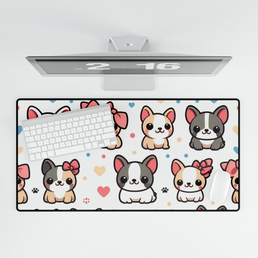 French Bulldog Desk Mat Cute Dog Pattern Mouse Pad, High-quality Office ...