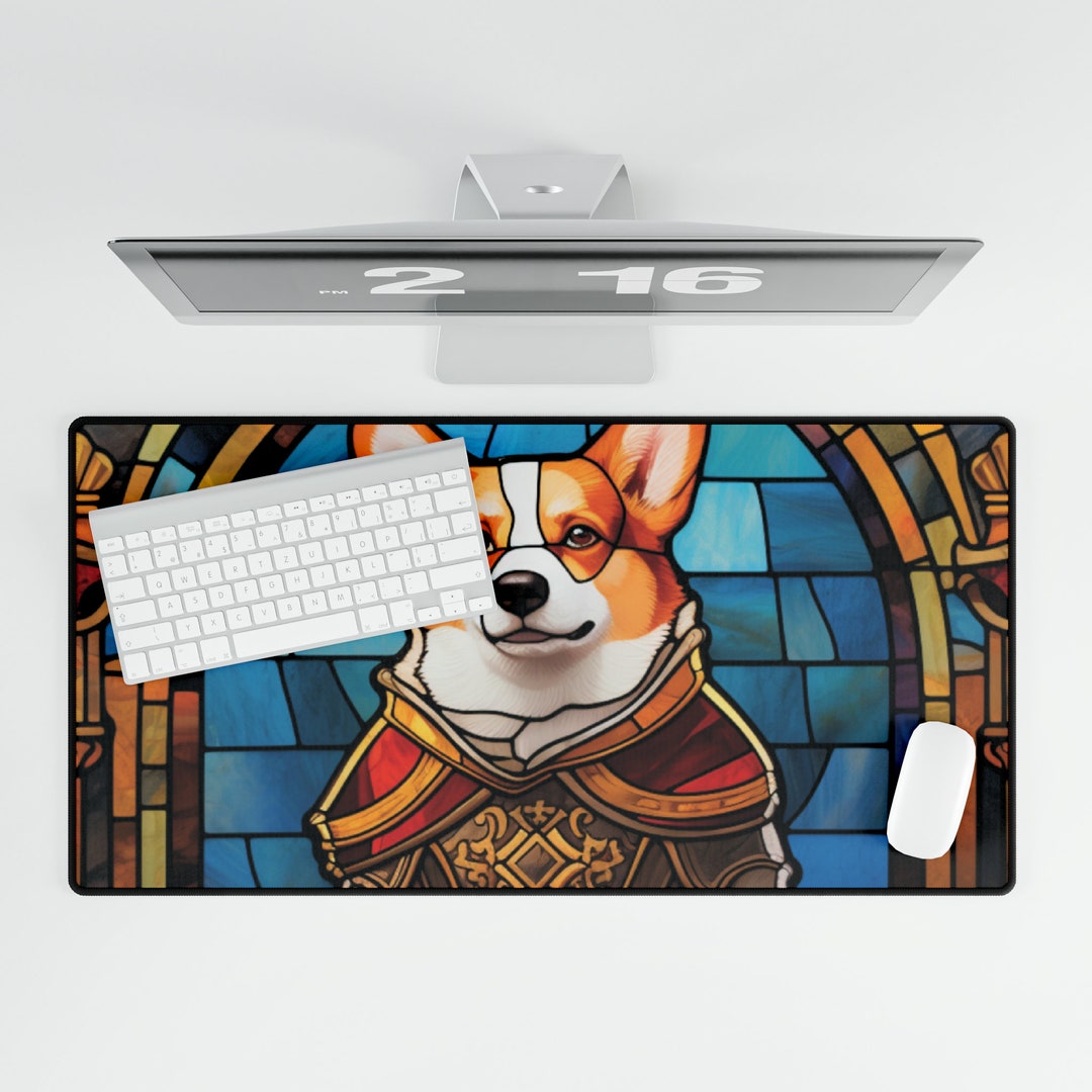 The Corgi Monarch Desk Mat, Mouse Pad,aesthetic Desk Accessory, Cute ...