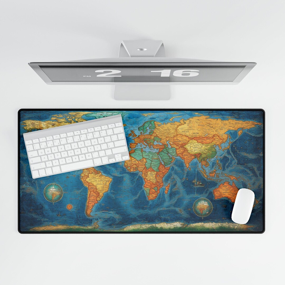 AI Word Map Desk Mat, World Map Desk Pad, Home Office Desk Protector ...