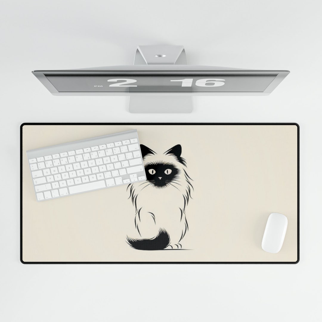 Whiskered Silhouette Desk Mat, Laptop Mouse Pad, Aesthetic Desk ...