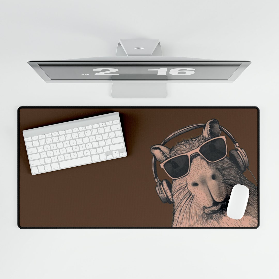 DJ Capybara Desk Mat, Mouse Pad, Aesthetic Desk Accessory, Cool ...