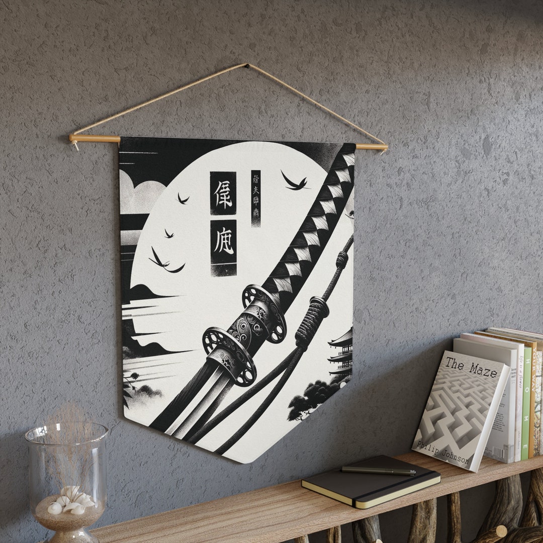 Katana Samurai Banner Katana Pennant Office Katana Wall Banner Home ...