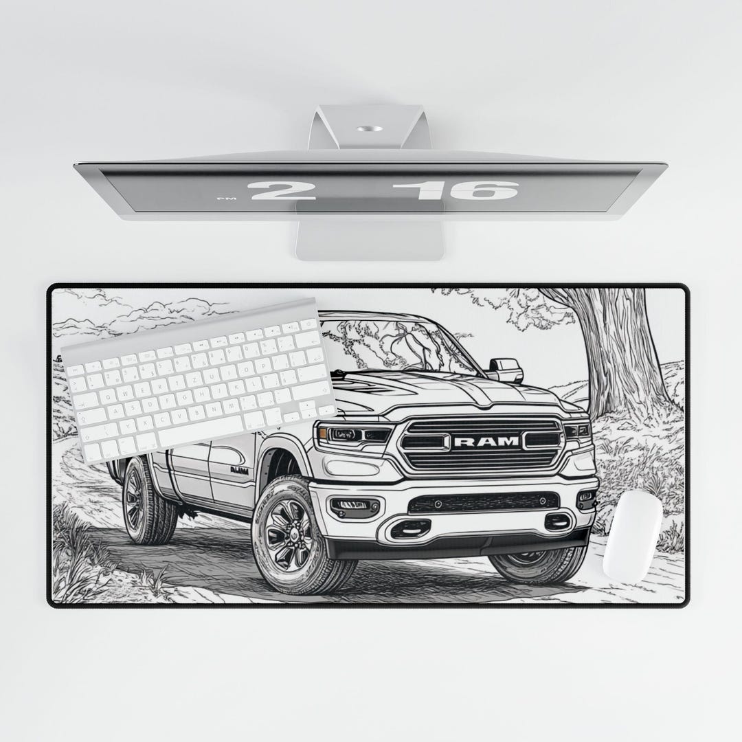 RAM Enthusiast Desk Mat - Dodge RAM Black and White Design, Perfect for ...