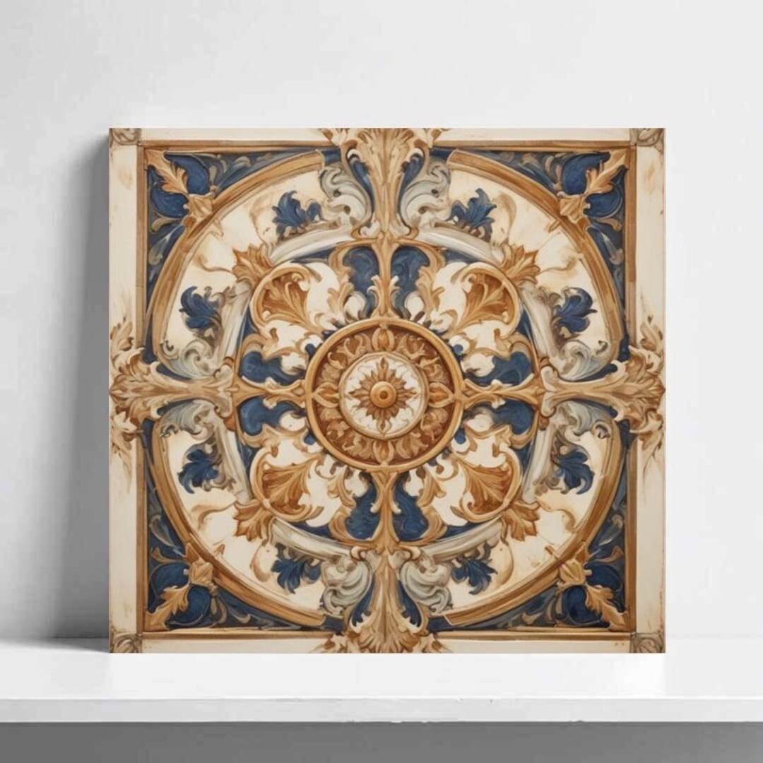 Italian Tile – Venetian Baroque Floral Ceramic Wall Art, Mediterranean ...