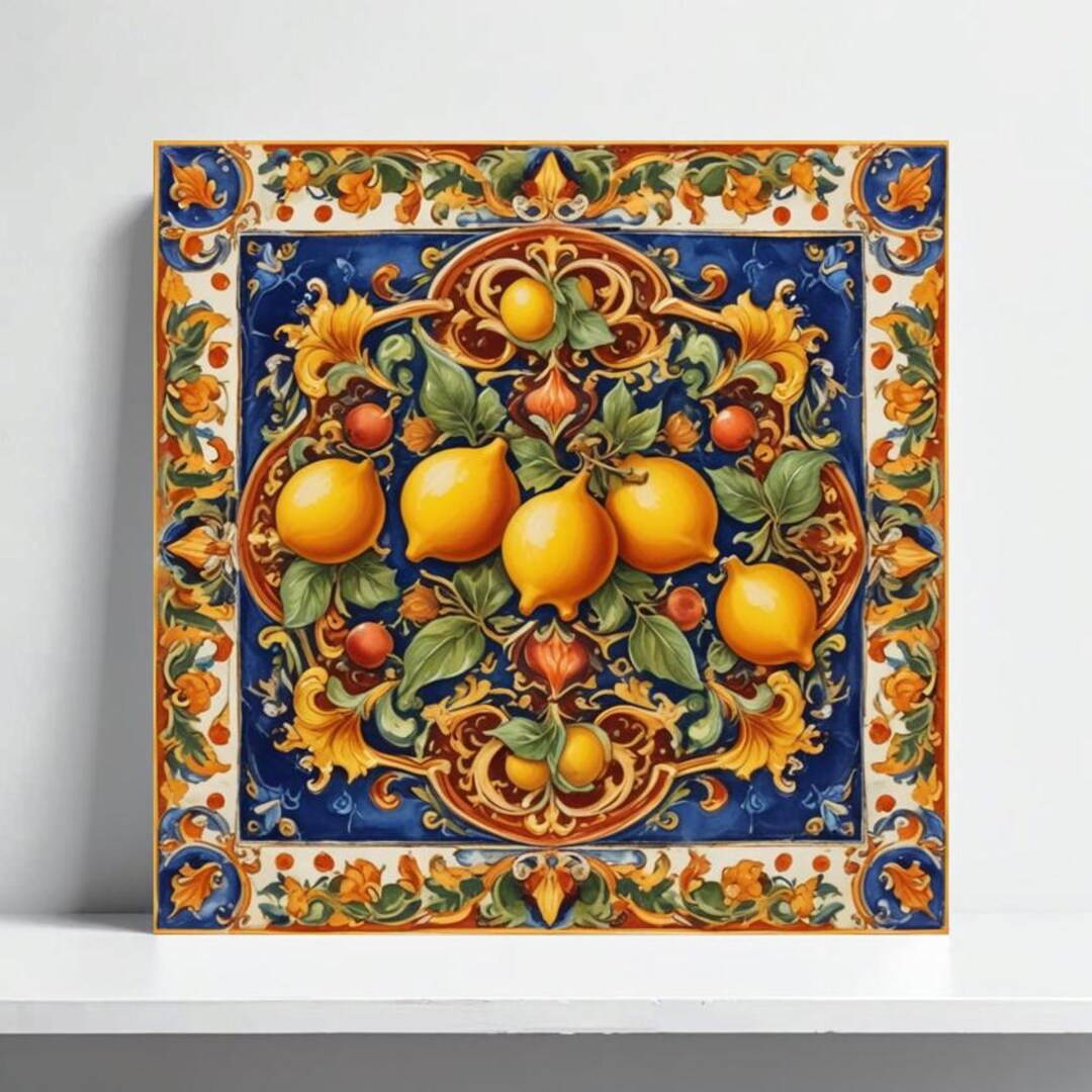 Sicilian Lemon Ceramic Tile: Italian Majolica Kitchen Backsplash - Etsy