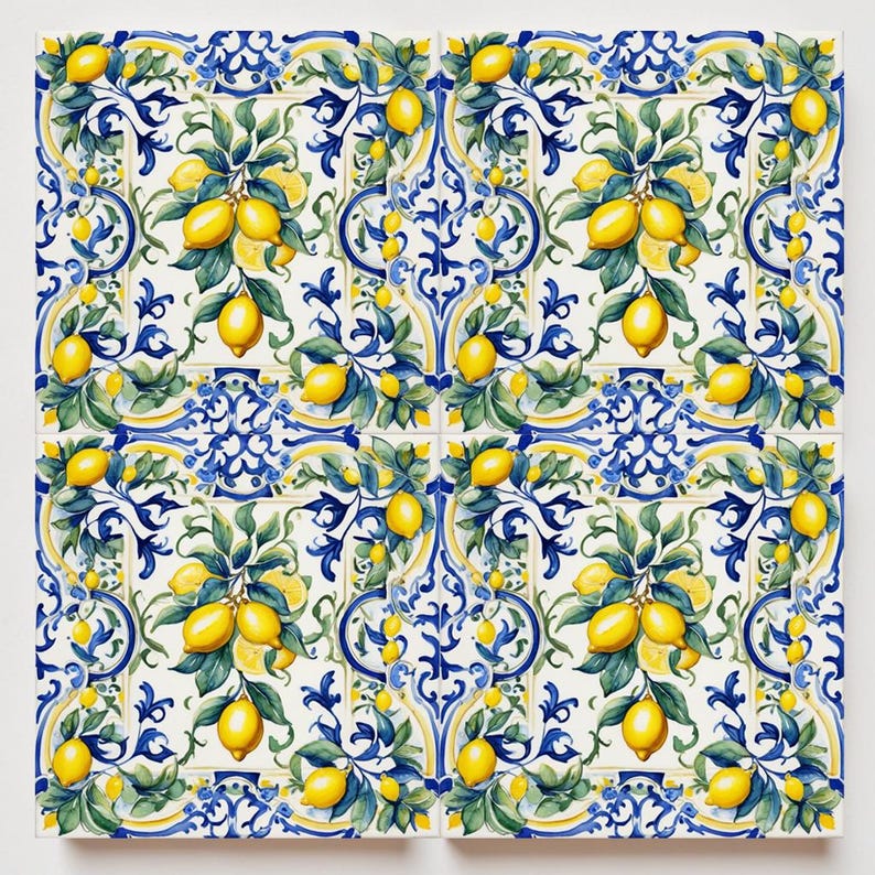 Amalfi Lemon Ceramic Tile: Mediterranean Kitchen Backsplash, Majolica ...