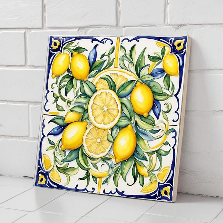 Amalfi Lemon Tile: Italian Ceramic Kitchen Backsplash - Etsy