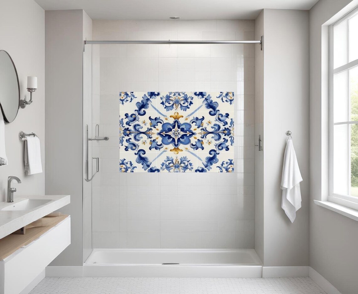 Blue Amalfi Tile Mural – Italian Floral Ceramic Kitchen Backsplash - Etsy