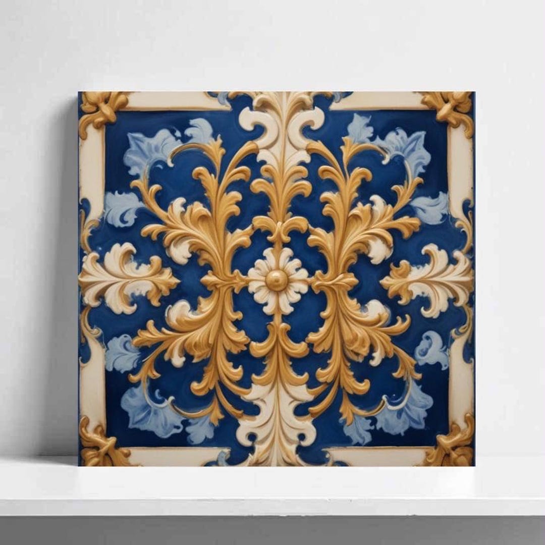 Italian Tile – Venetian Baroque Floral Majolica Ceramic Bathroom Wall ...