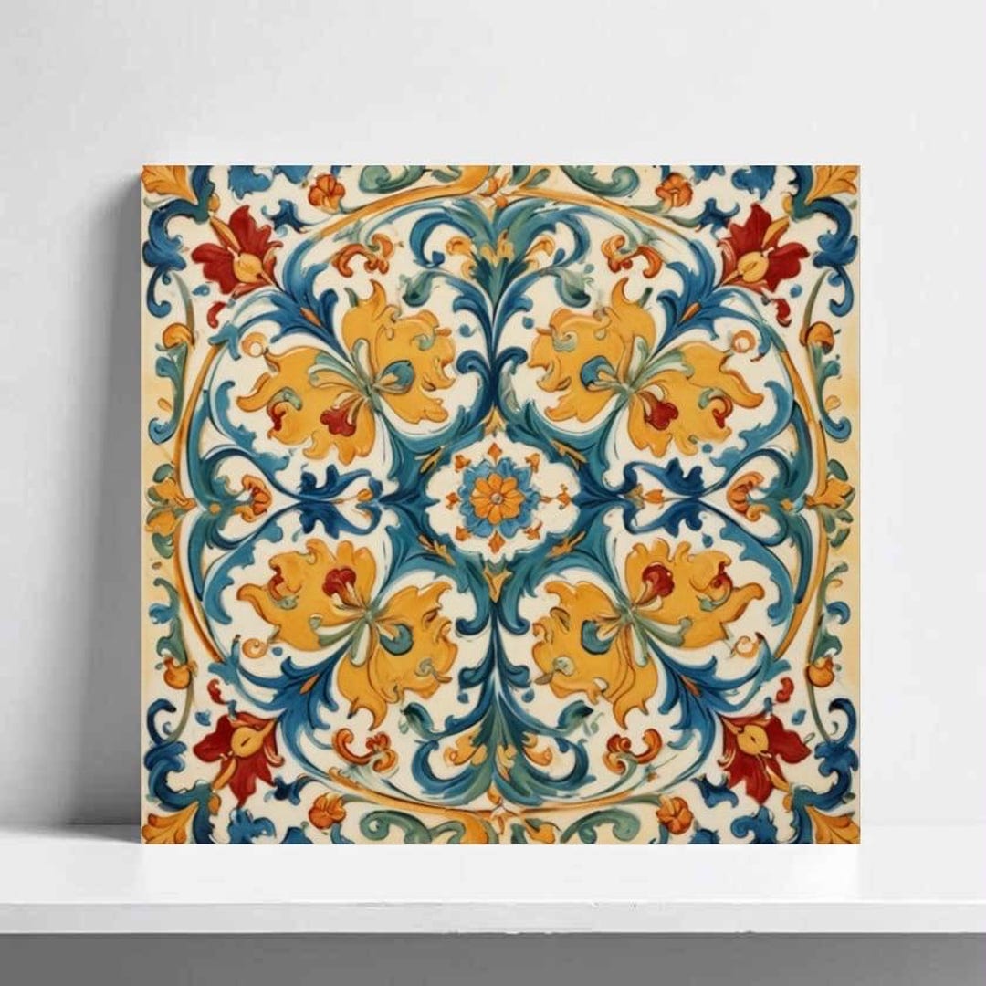 Italian Tile – Deruta Majolica Floral Ceramic Tile, Elegant Italian ...