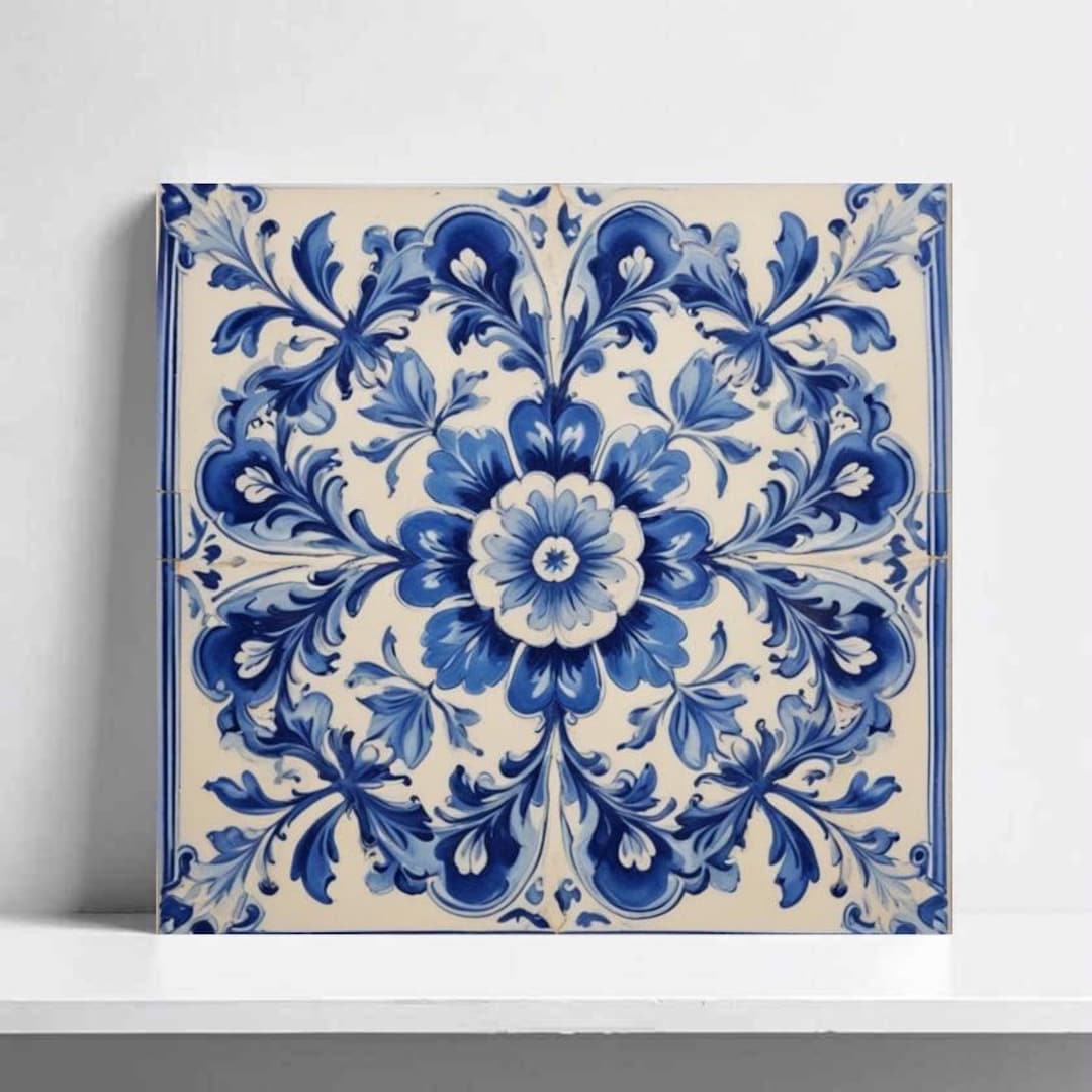 Amalfi Coast Tile – Blue Floral Majolica Ceramic Wall Art - Etsy