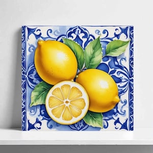 Italian Tile – Amalfi Lemon Blue Majolica Ceramic for Mediterranean ...