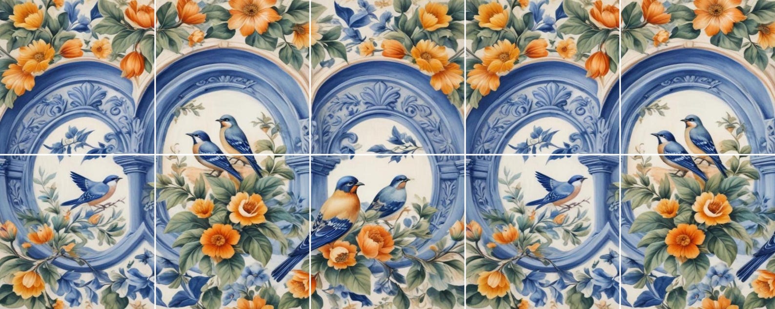 Bird & Floral Tile Mural – Italian Majolica Kitchen Backsplash - Etsy UK