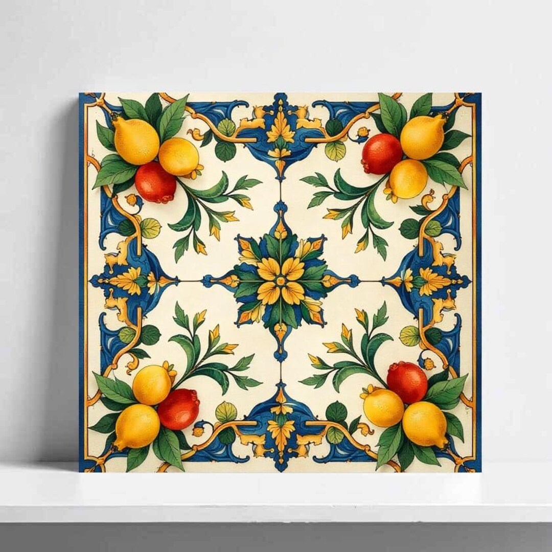 Sicilian Lemon Ceramic Tile – Vibrant Caltagirone Majolica Wall Art ...