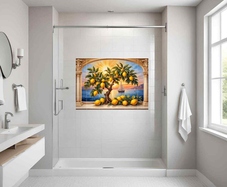 Italian Lemon Ceramic Tile Mural: Amalfi Coast Kitchen Backsplash ...
