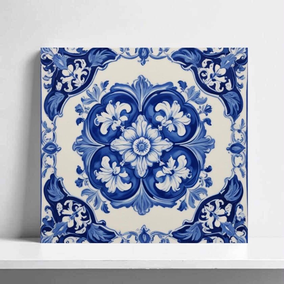 Amalfi Coast Italian Tile – Blue Floral Majolica Ceramic Art - Etsy