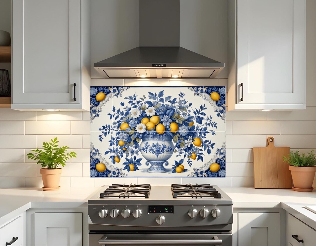 Italian Majolica Lemon Vase Ceramic Tile Mural – Amalfi Kitchen ...