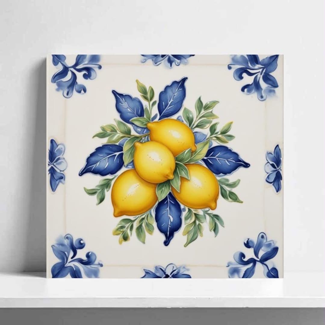 Amalfi Lemon Ceramic Tile – Italian Majolica Watercolor Backsplash for ...