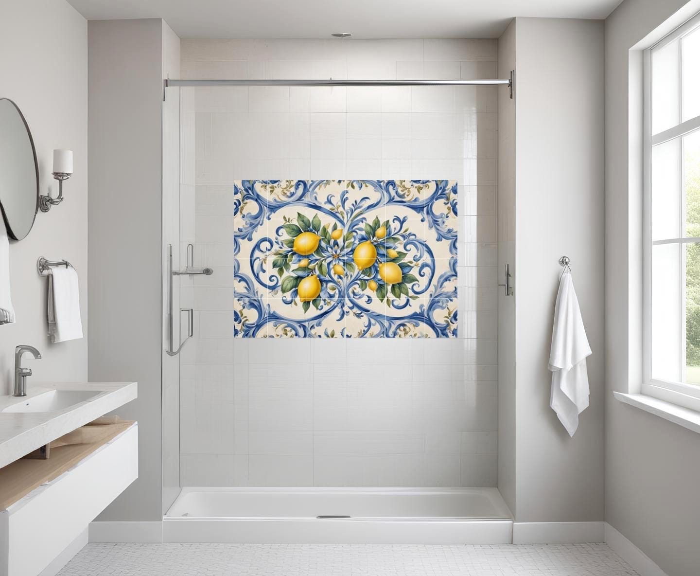 Italian Lemon Fruit Tile Mural – Watercolor Kitchen Backsplash, Amalfi ...