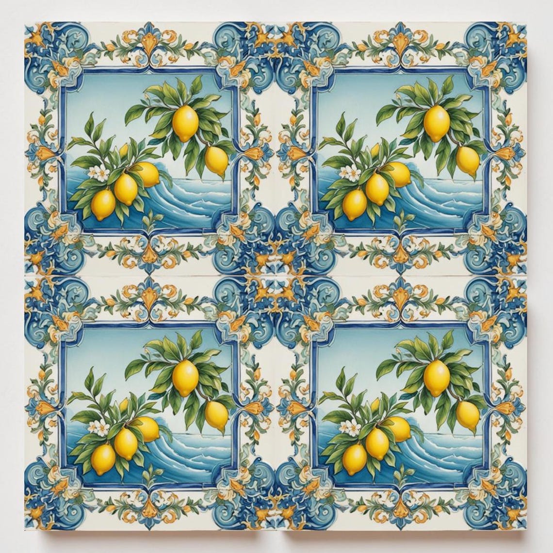 Amalfi Lemon Tile: Italian Ceramic Kitchen Backsplash Wall Art - Etsy