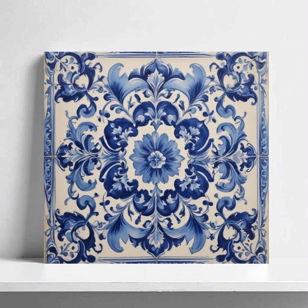 Italian Tile – Amalfi Coast Blue Majolica Ceramic, Floral Mediterranean ...