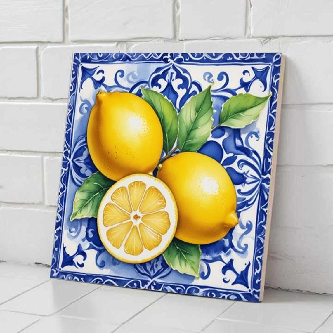 Italian Tile – Amalfi Lemon Blue Majolica Ceramic for Mediterranean ...