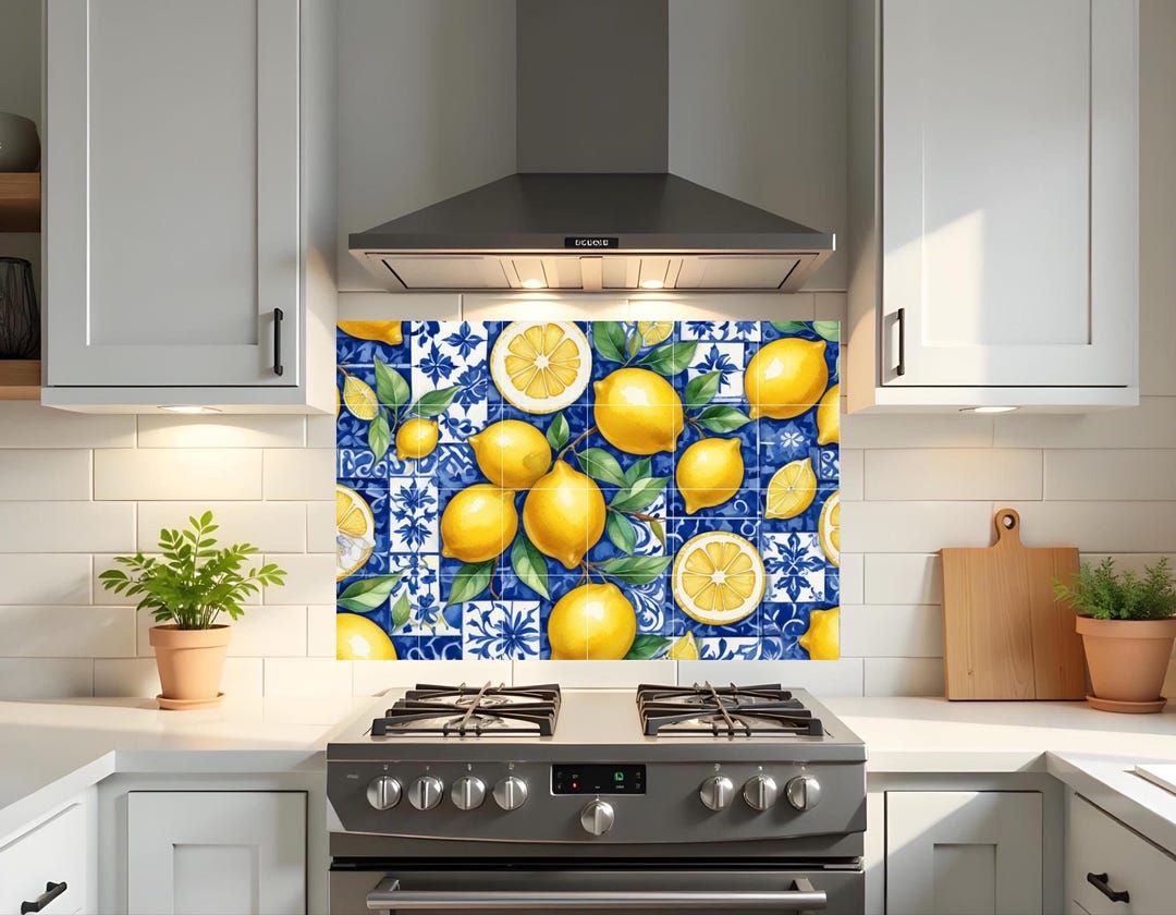 Italian Tile – Lemon Majolica Ceramic Wall Art, Mediterranean Kitchen ...