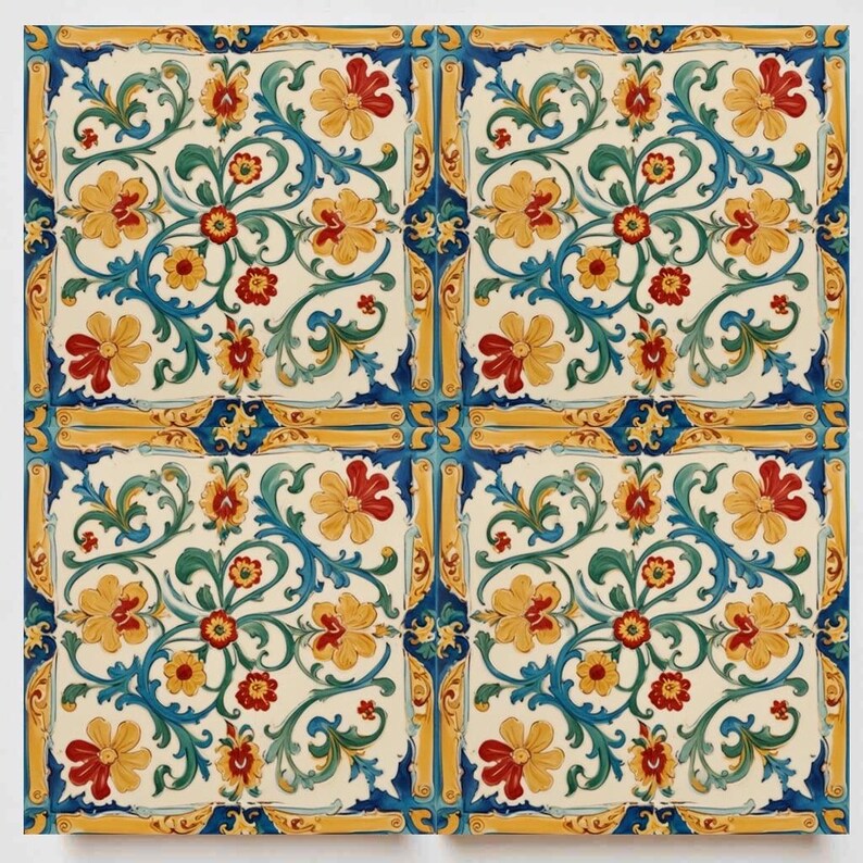 Italian Tile – Deruta Majolica Floral Ceramic, Watercolor Style ...