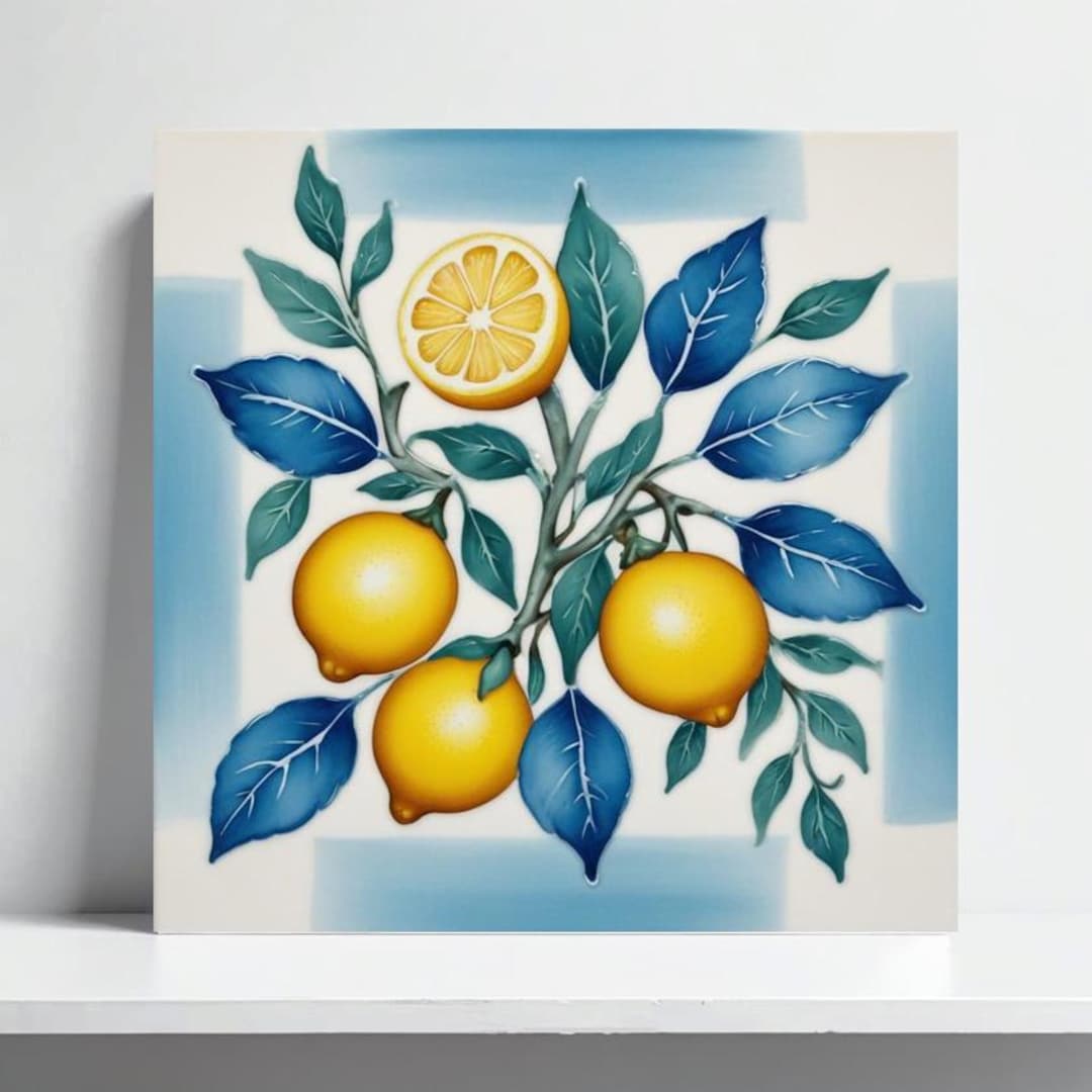Amalfi Coast Lemon Tile: Italian Majolica Ceramic Wall Art - Etsy