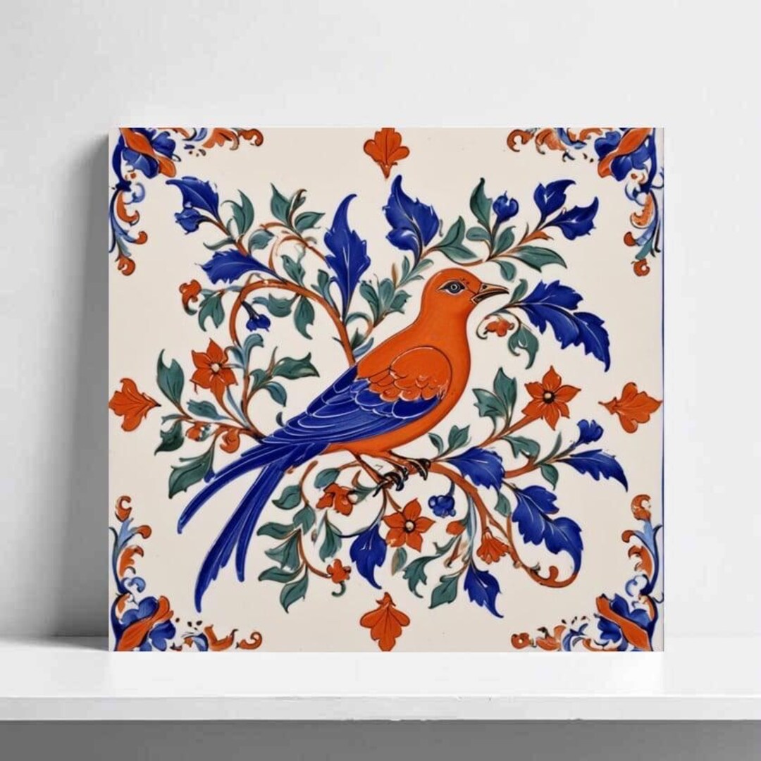 Italian Majolica Tile – Deruta Bird and Floral Ceramic for ...
