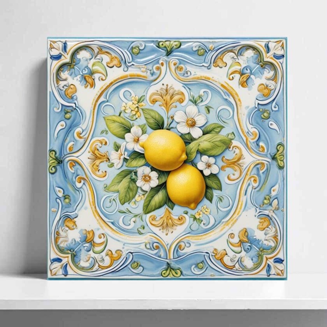 Amalfi Lemon Tile - Mediterranean Kitchen Backsplash, Floral Ceramic ...