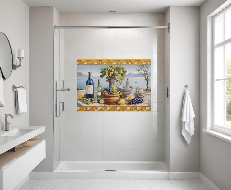 Italian Tile Mural Backsplash, Amalfi Coast Fruit Wall Art Kitchen ...