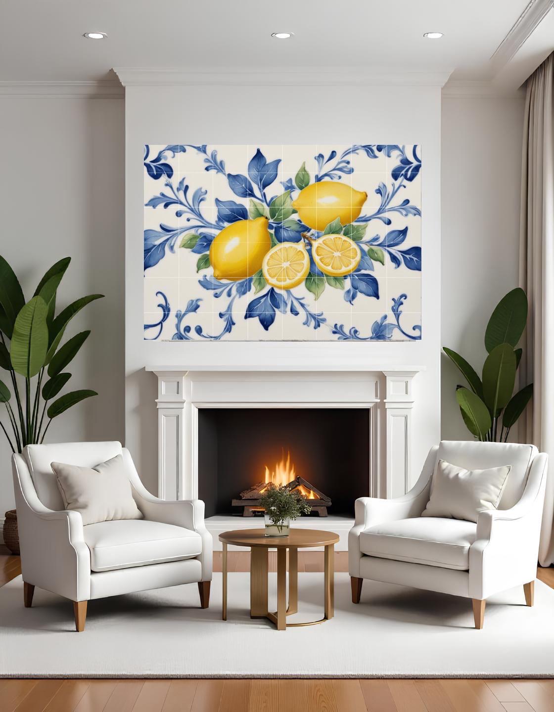 Fruit Tile Mural – Italian Tile Mural Backsplash, Amalfi Lemon Wall Art ...