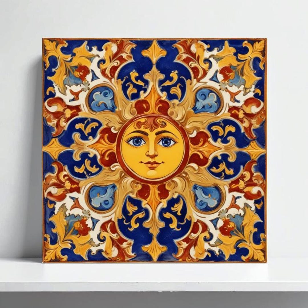 Caltagirone Sun Tile: Sicilian Majolica Ceramic Wall Art - Etsy