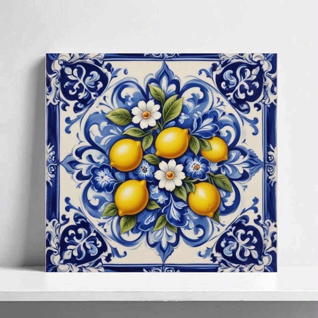 Italian Amalfi Lemon Ceramic Tile – Majolica Fruit Wall Art ...