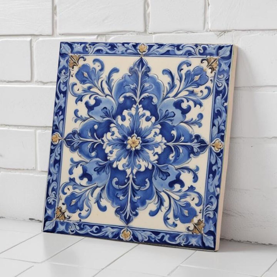 Blue Amalfi Majolica Tile: Mediterranean Ceramic Wall Art - Etsy