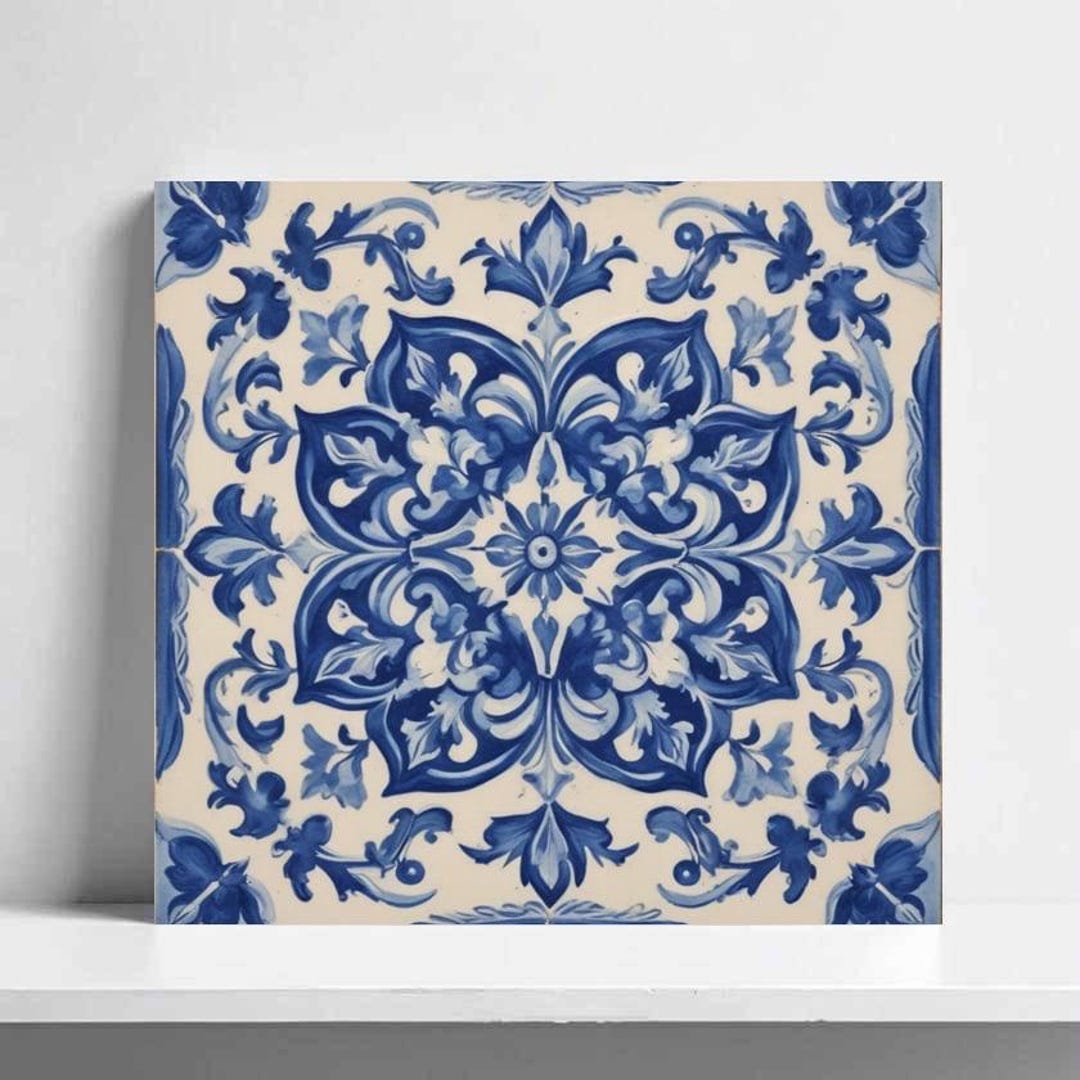 Italian Tile – Amalfi Coast Blue Majolica Floral Ceramic, Mediterranean ...