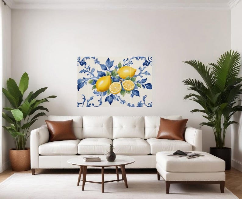 Fruit Tile Mural – Italian Tile Mural Backsplash, Amalfi Lemon Wall Art ...