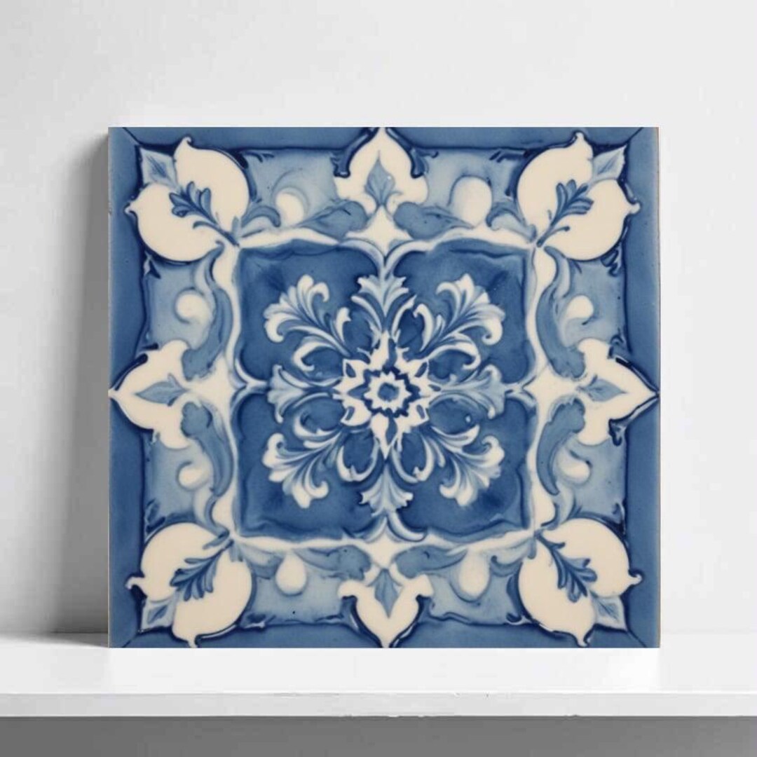 Italian Tile – Amalfi Coast Blue Majolica Floral Ceramic Wall Art ...