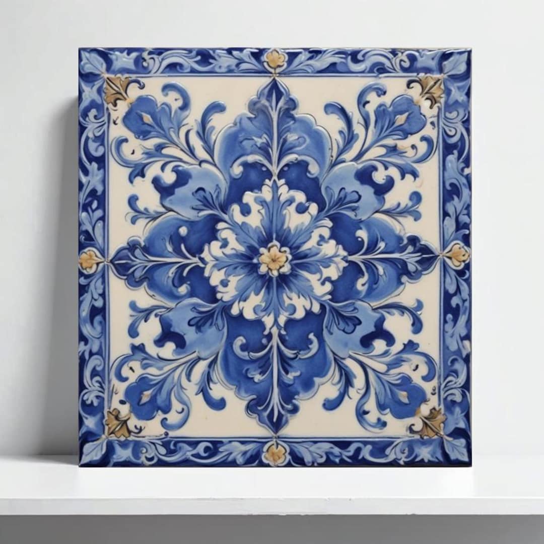 Blue Amalfi Majolica Tile: Mediterranean Ceramic Wall Art - Etsy