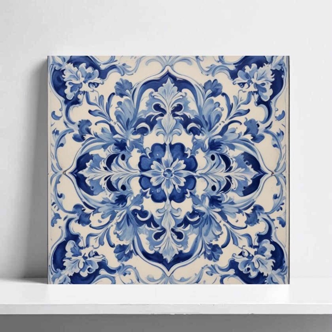 Italian Tile – Amalfi Blue Floral Majolica Ceramic, Mediterranean ...