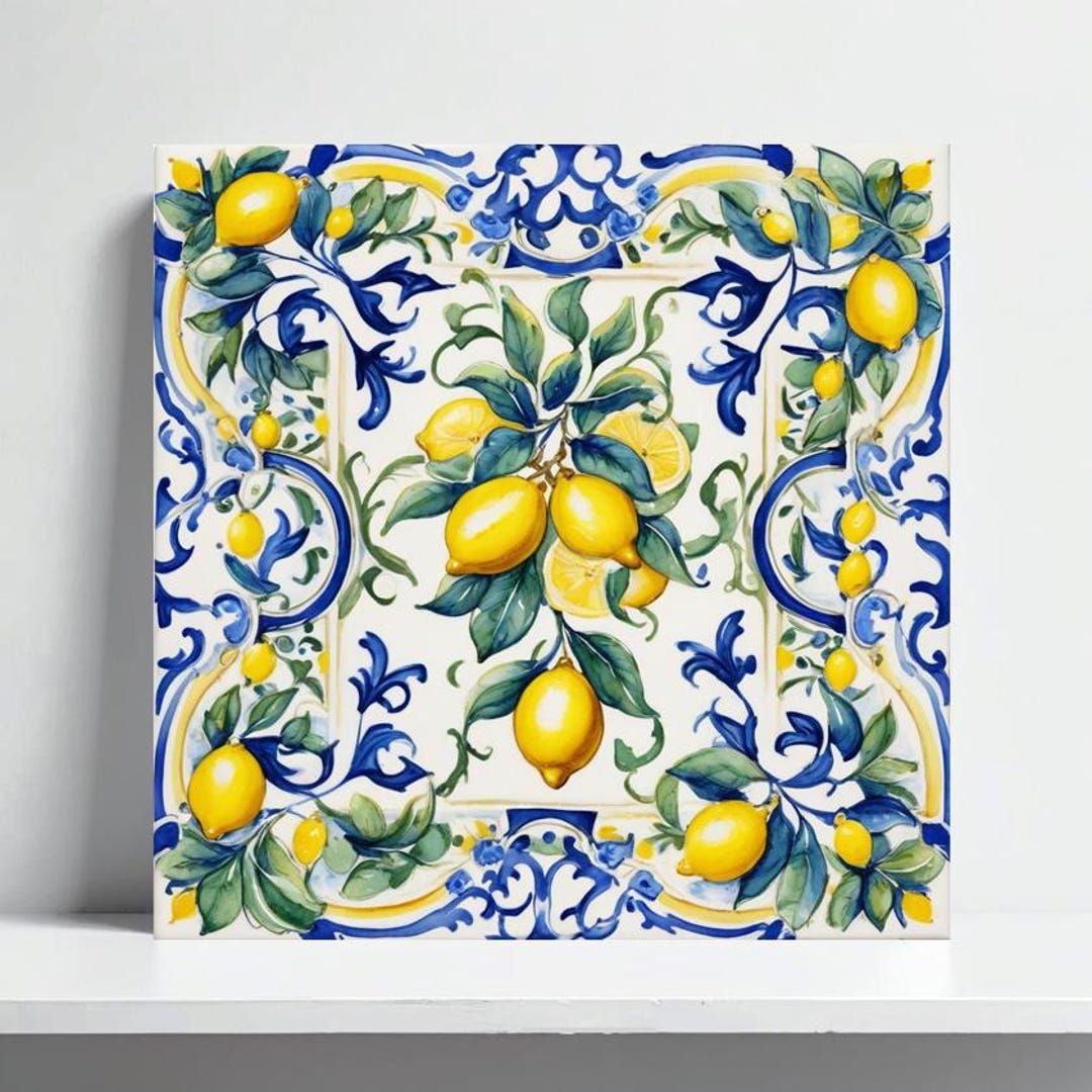 Amalfi Lemon Ceramic Tile: Mediterranean Kitchen Backsplash, Majolica ...