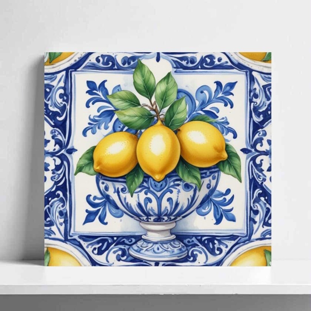 Amalfi Lemon Ceramic Tile: Mediterranean Kitchen Backsplash Wall Art - Etsy