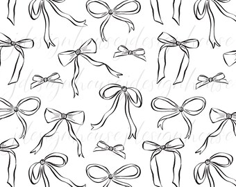 Bow Ribbon Illustrations Hand Drawn Line Drawing Invitation Birthday ...