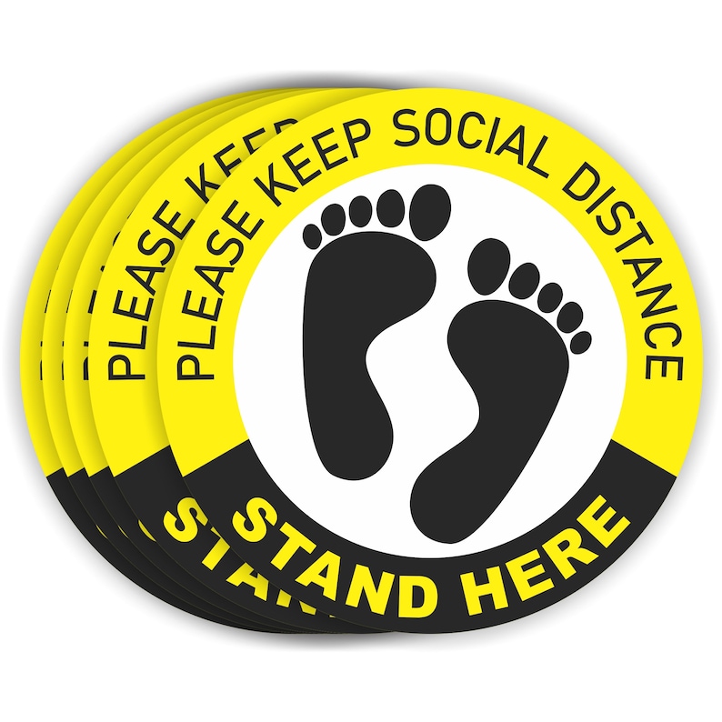 Social Distancing Floor Signs 10 Pack | 6 Feet Anti-slip Safety Decals ...