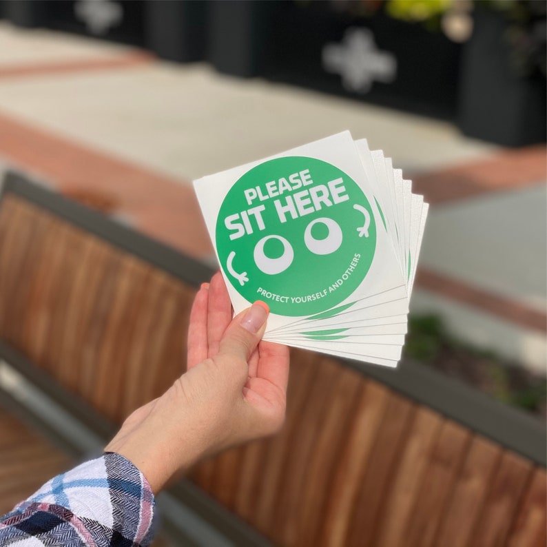 Sit Here Sticker Decal Seat Chair Sign Social Distancing for | Etsy