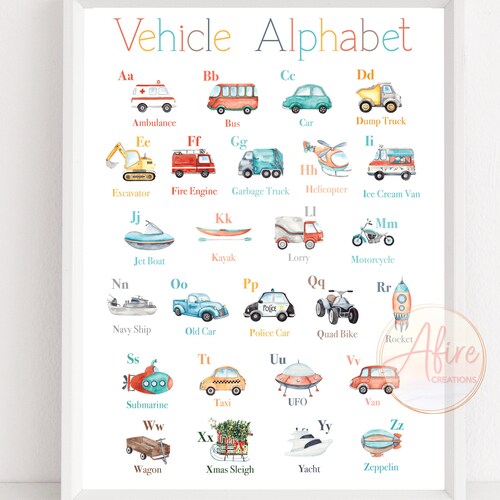 Transport Alphabet Print Alphabet Poster Nursery Prints - Etsy UK