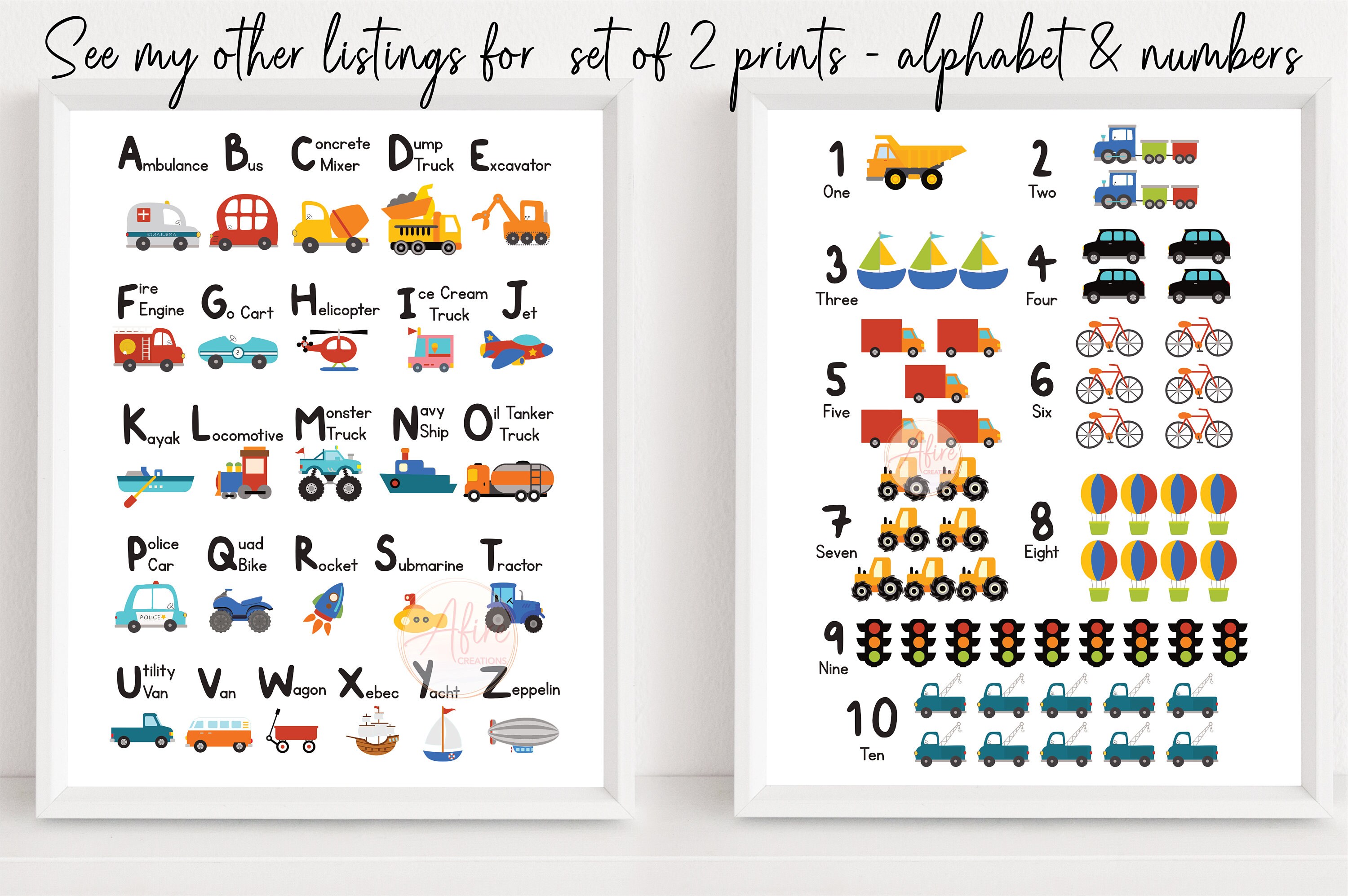 Vehicle numbers print for nursery Transport 123 poster early | Etsy