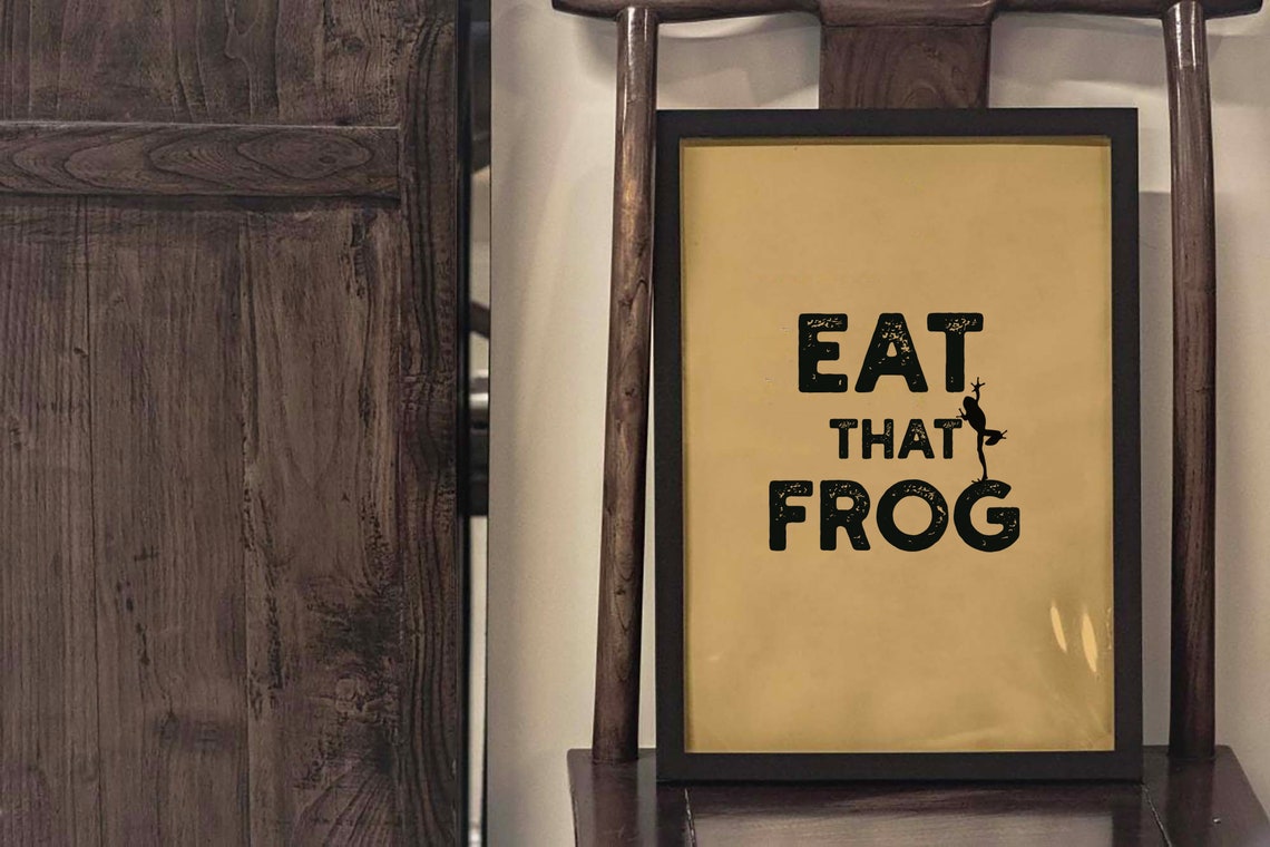 Vintage Motivation Poster. Downloadble Print. Eat That Frog. Office ...