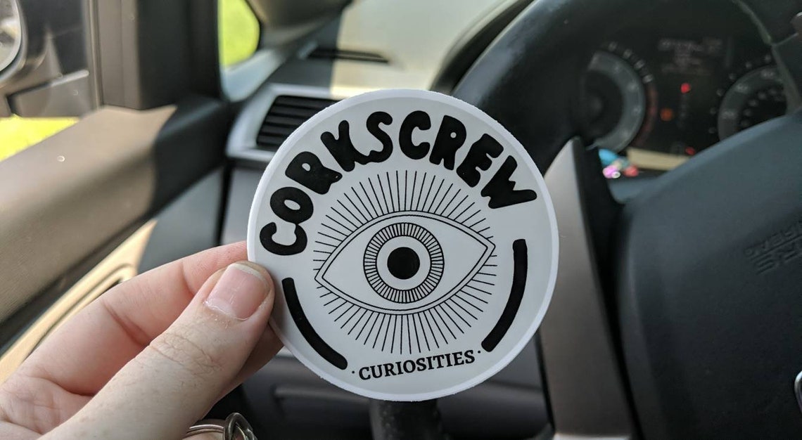 Corkscrew Curio Logo Sticker - Etsy